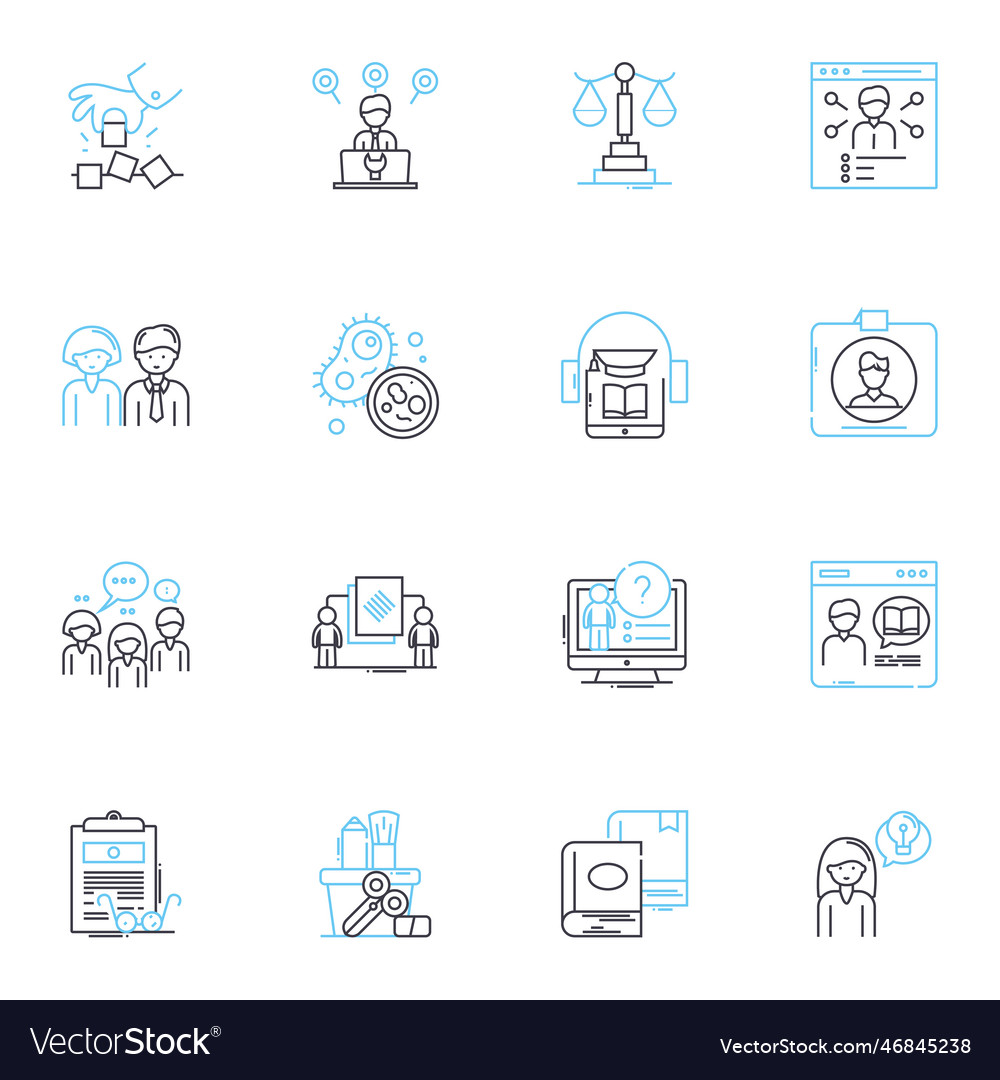 Instruction linear icons set direction education Vector Image Instruction linear icons set direction education Vector Image