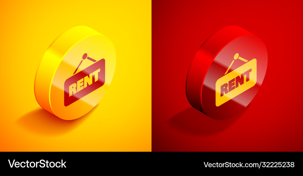 Isometric hanging sign with text rent icon Vector Image