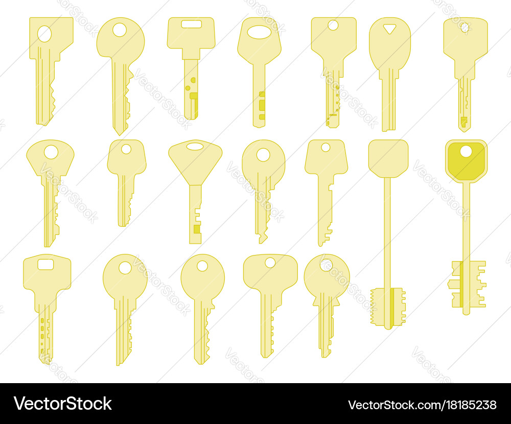 Keys icons set isolated closing and opening Vector Image