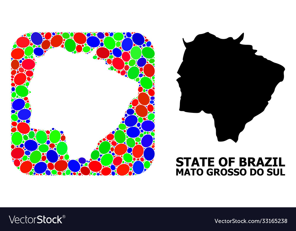Mosaic stencil and solid map mato grosso do sul Vector Image