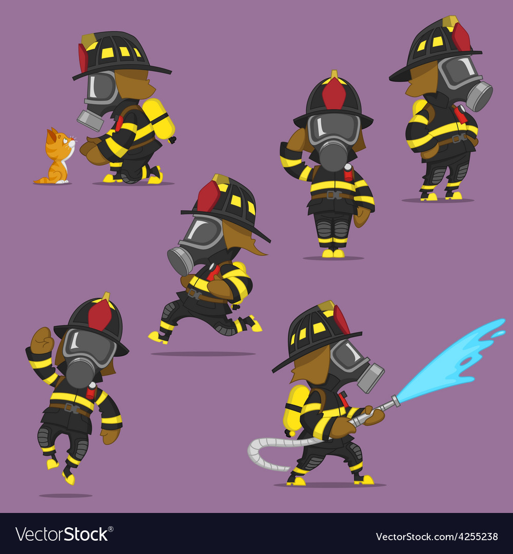 Set of firefighters Royalty Free Vector Image - VectorStock