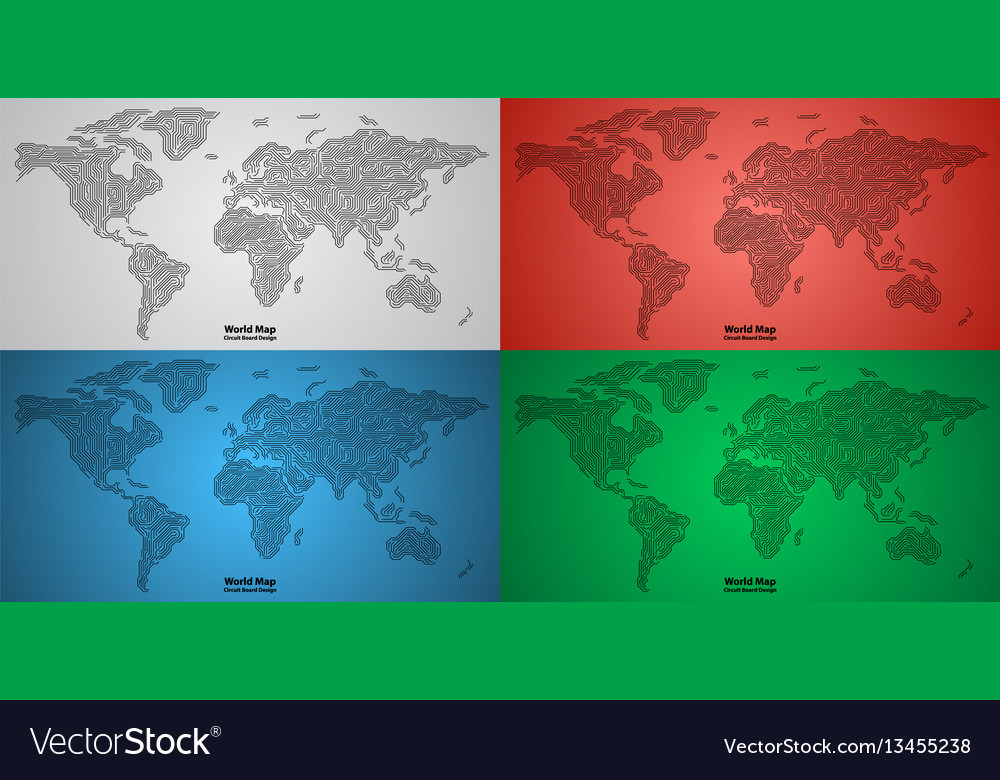 Set world map pcb design Royalty Free Vector Image