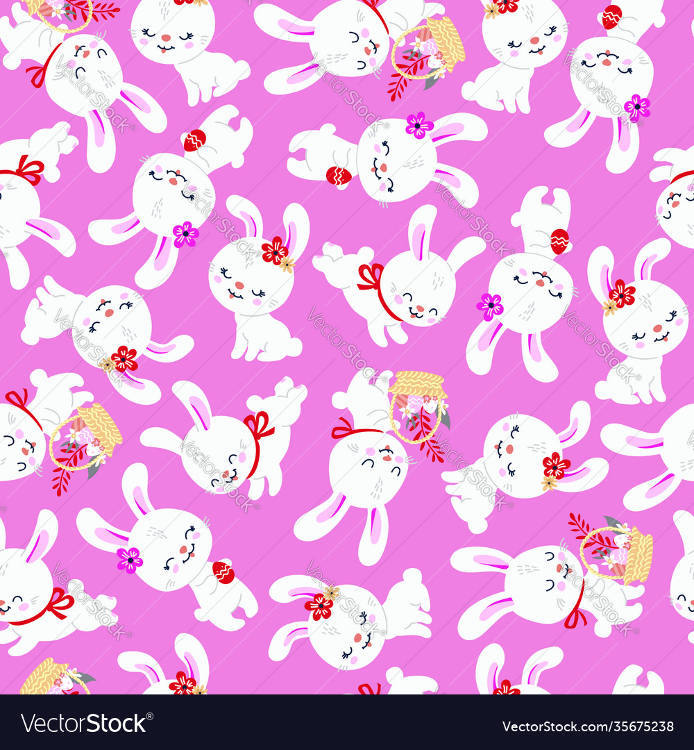 Spring easter background with bunnies Royalty Free Vector