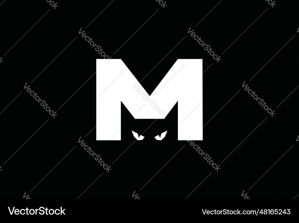 Black cat letter m logo design creative cat logo Vector Image