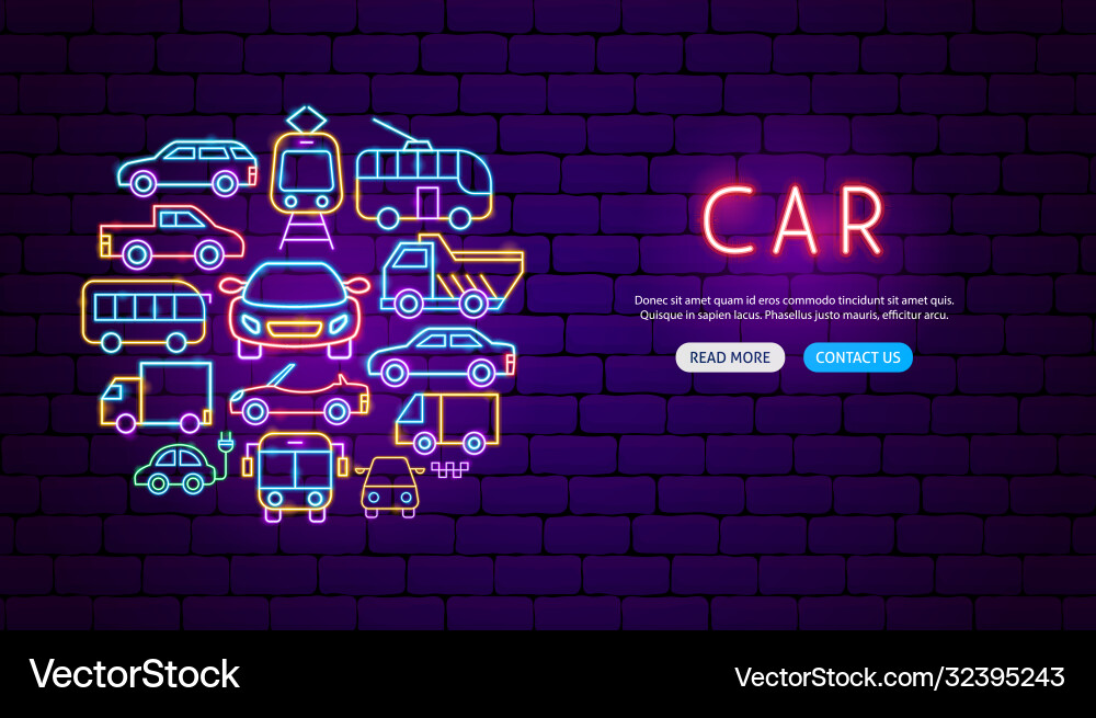 Car transport neon banner design Royalty Free Vector Image