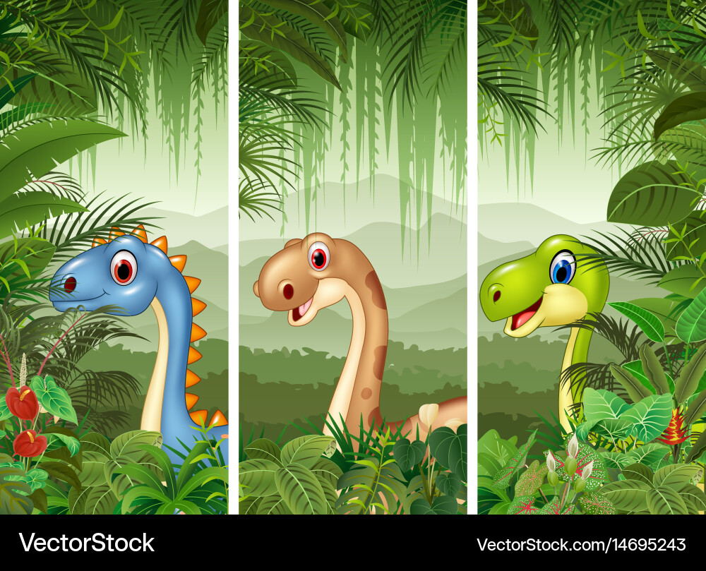Cartoon Dinosaur Set Royalty Free Vector Image