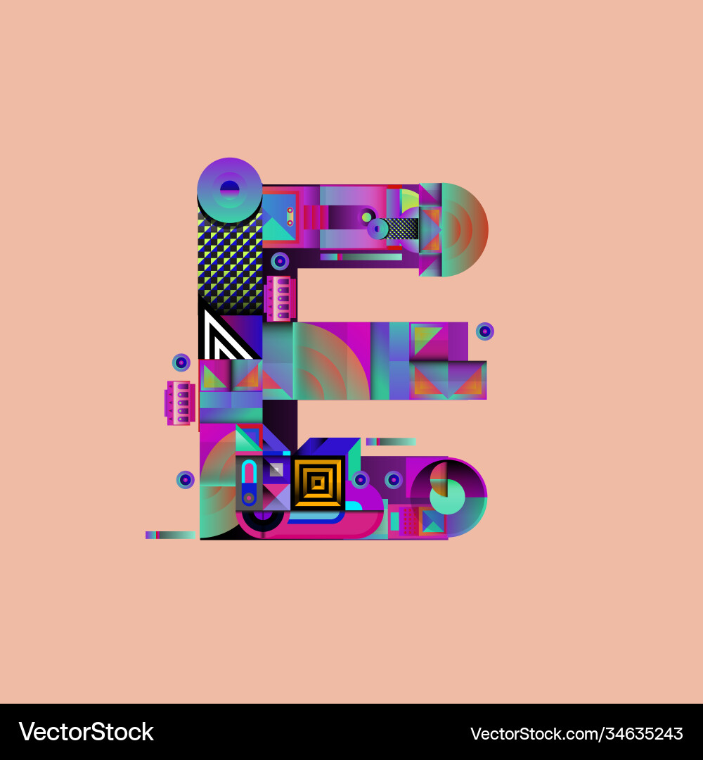 Colorful alphabet font letter e for logo Vector Image