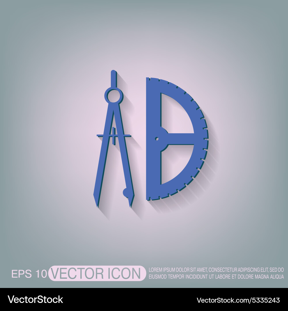 Compass and protractor education sign Royalty Free Vector