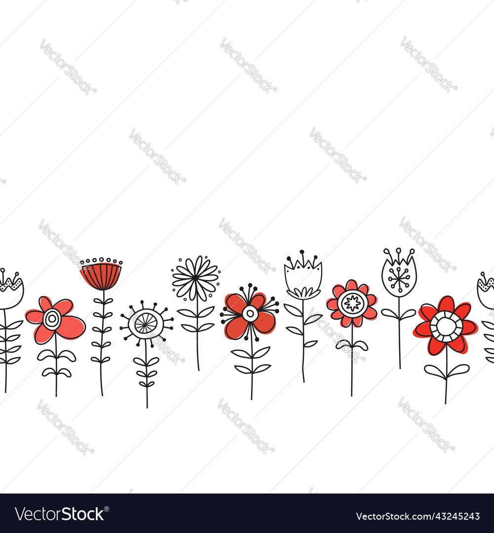 Flower doodle border Royalty Free Vector Image