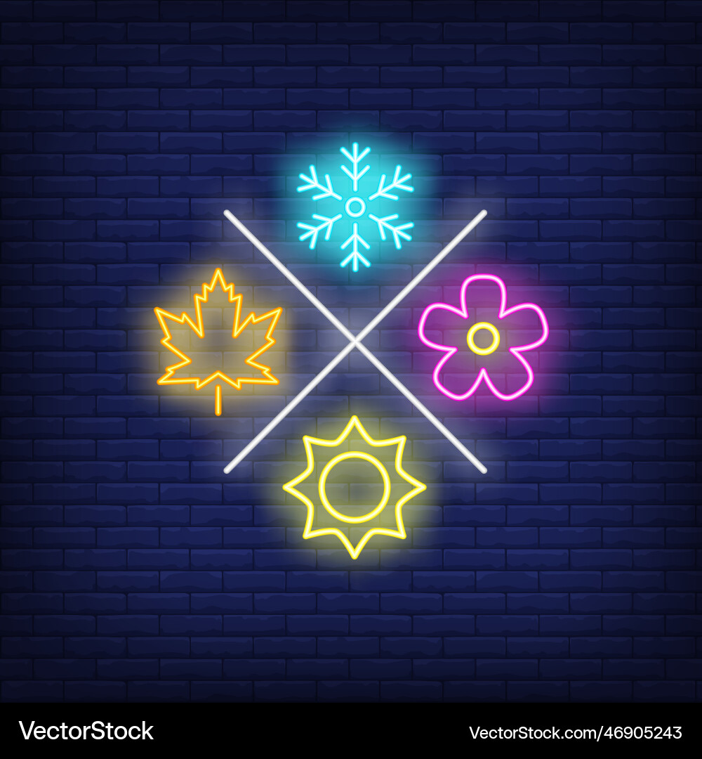 Four seasons neon sign Royalty Free Vector Image