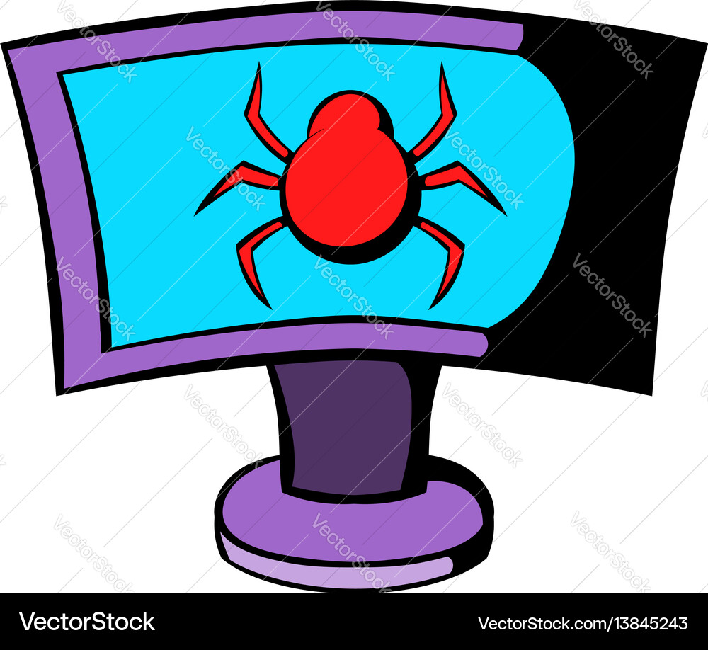 Laptop is infected by malware icon cartoon Vector Image