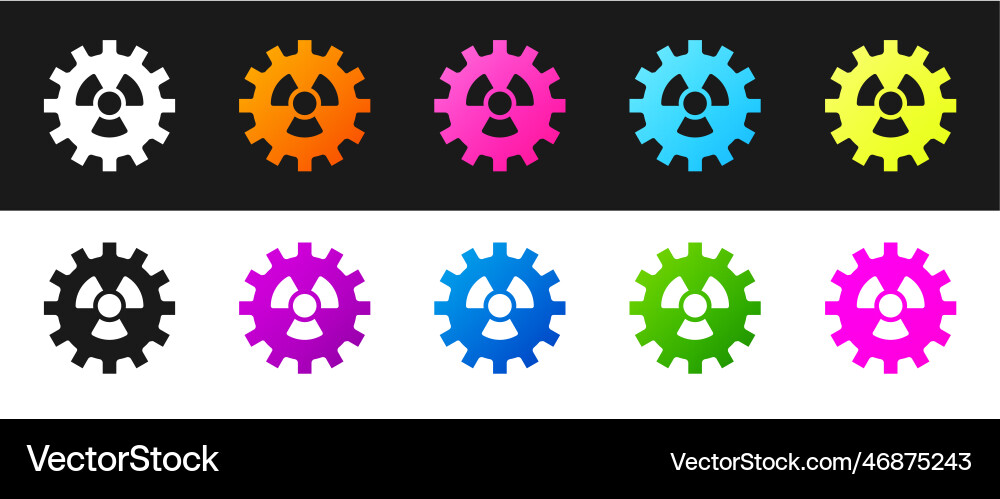 Set radioactive icon isolated on black and white Vector Image
