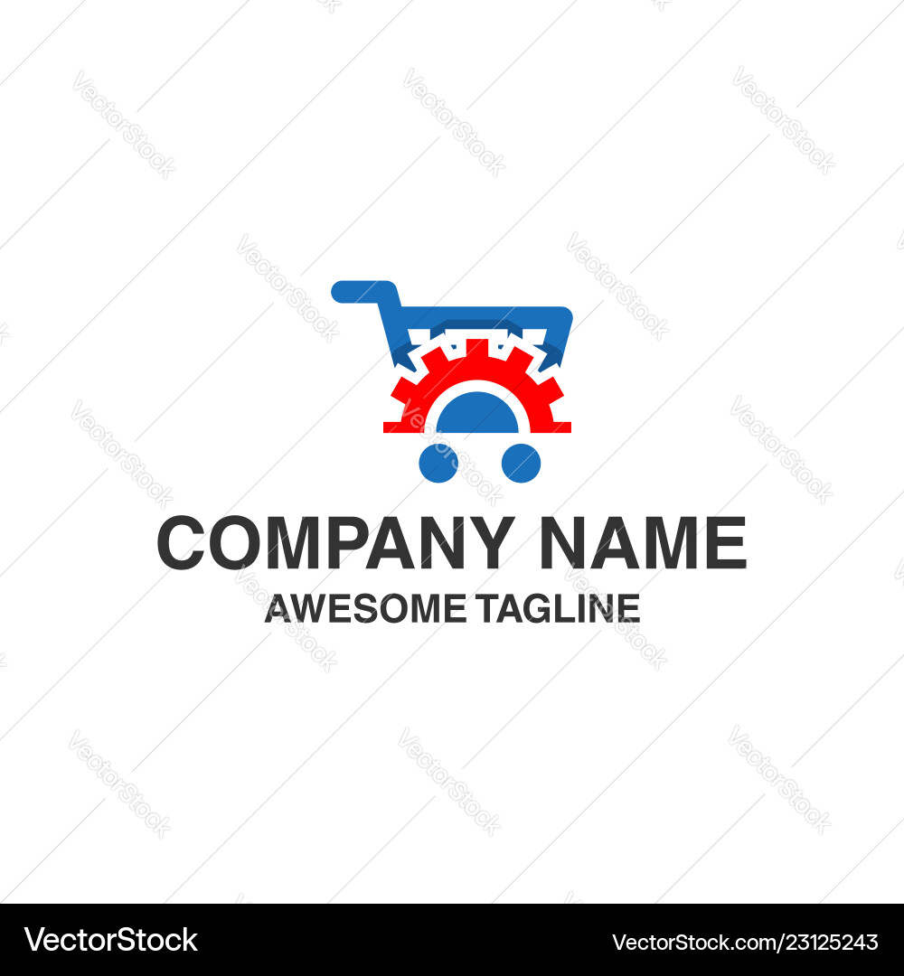 Shopping trolley with gear logo template Vector Image