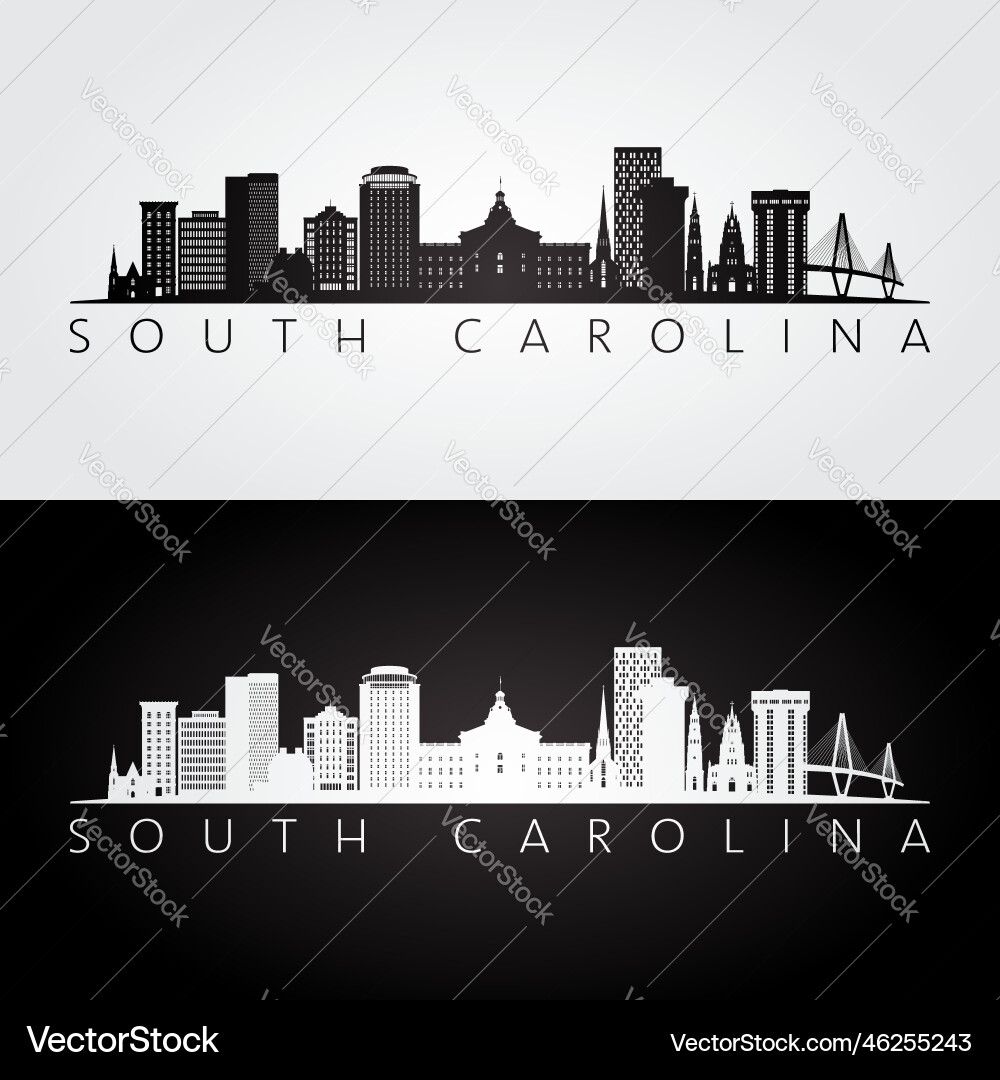 South carolina state skyline and landmarks Vector Image