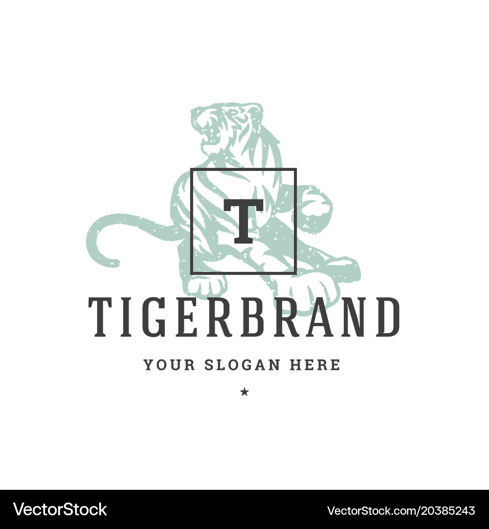 Tiger hand drawn logo isolated on white background