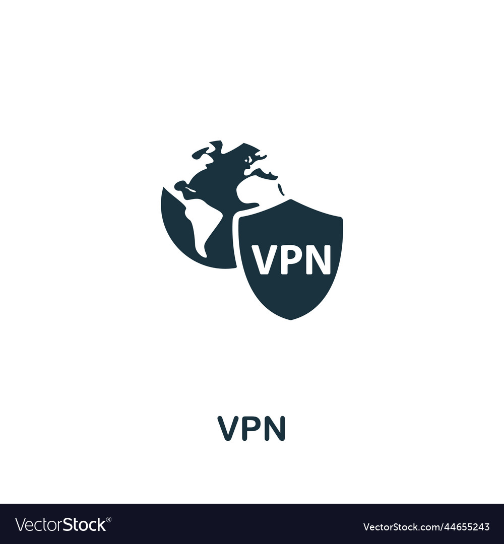 Vpn icon monochrome simple cyber security icon Vector Image Vpn icon monochrome simple cyber security icon Vector Image