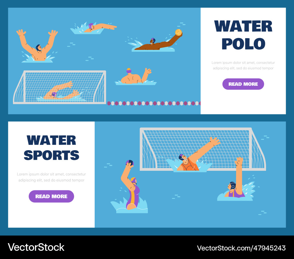 Water polo sport competition banners bundle Vector Image