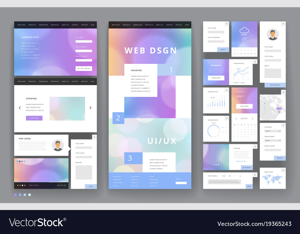 Website template design with interface elements Vector Image