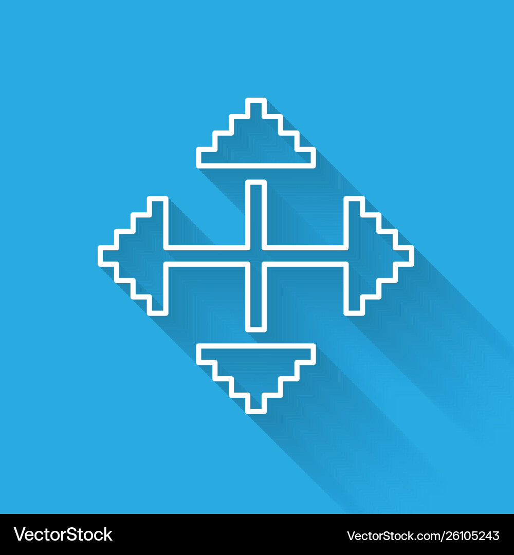 White line pixel arrows in four directions icon Vector Image