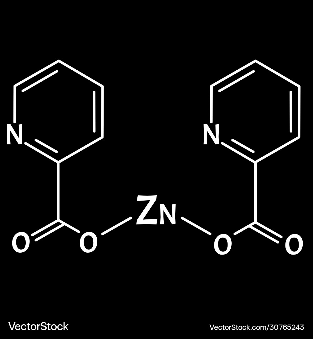 Zinc picolinate molecular chemical formula Vector Image