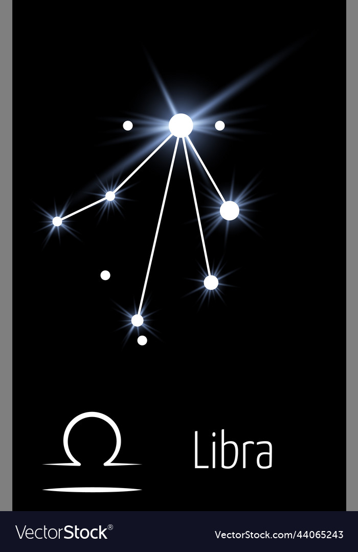 Zodiac constellation card template libra space Vector Image
