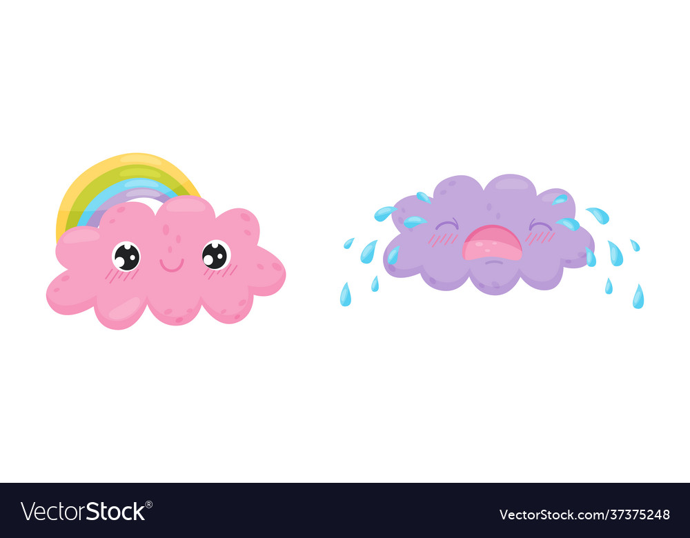 Cartoon cloud with different facial expression Vector Image