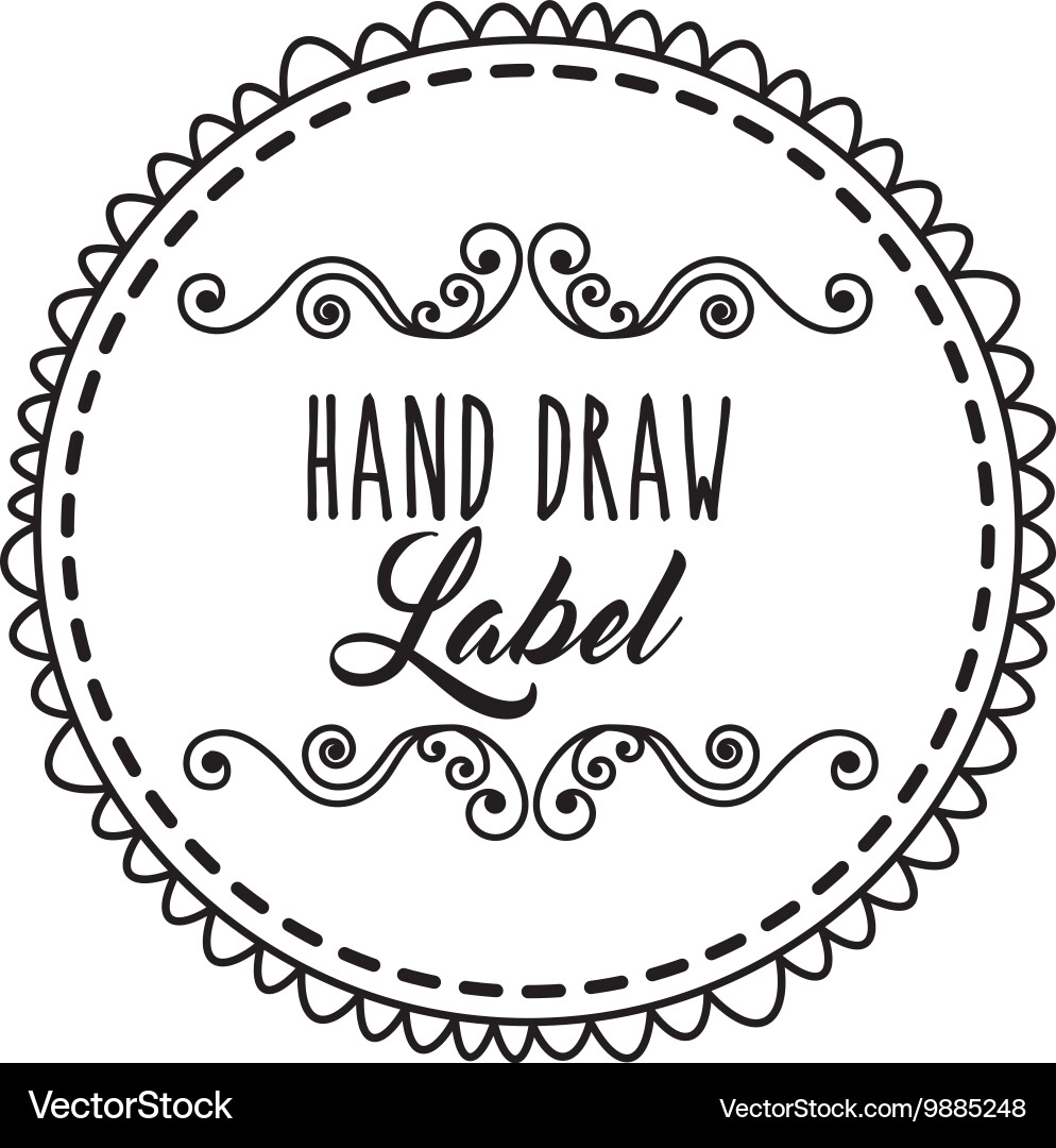 Decorated seal stamp icon hand draw label design Vector Image