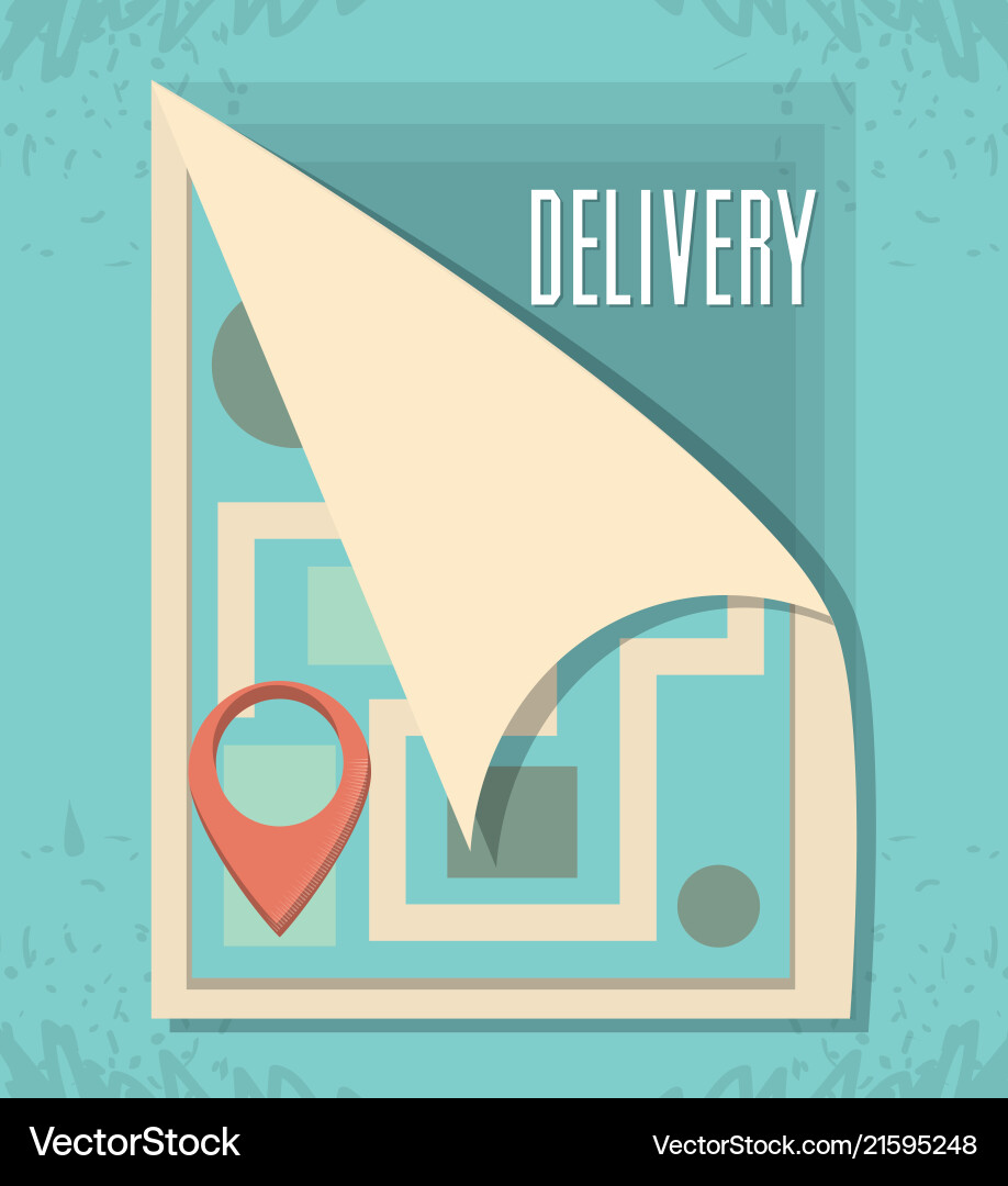 Fast delivery with paper map travel Royalty Free Vector
