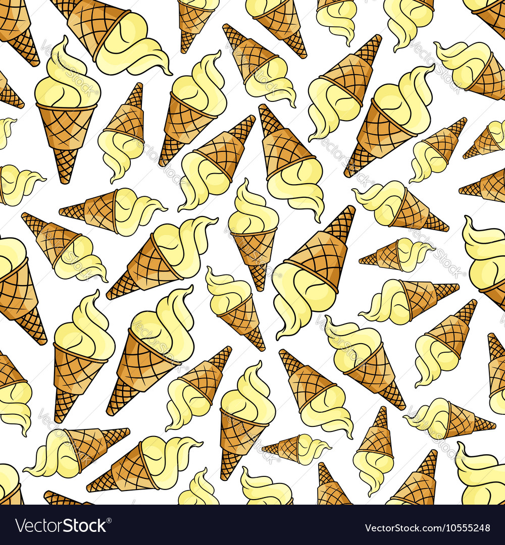 Ice cream waffle cone seamless background Vector Image