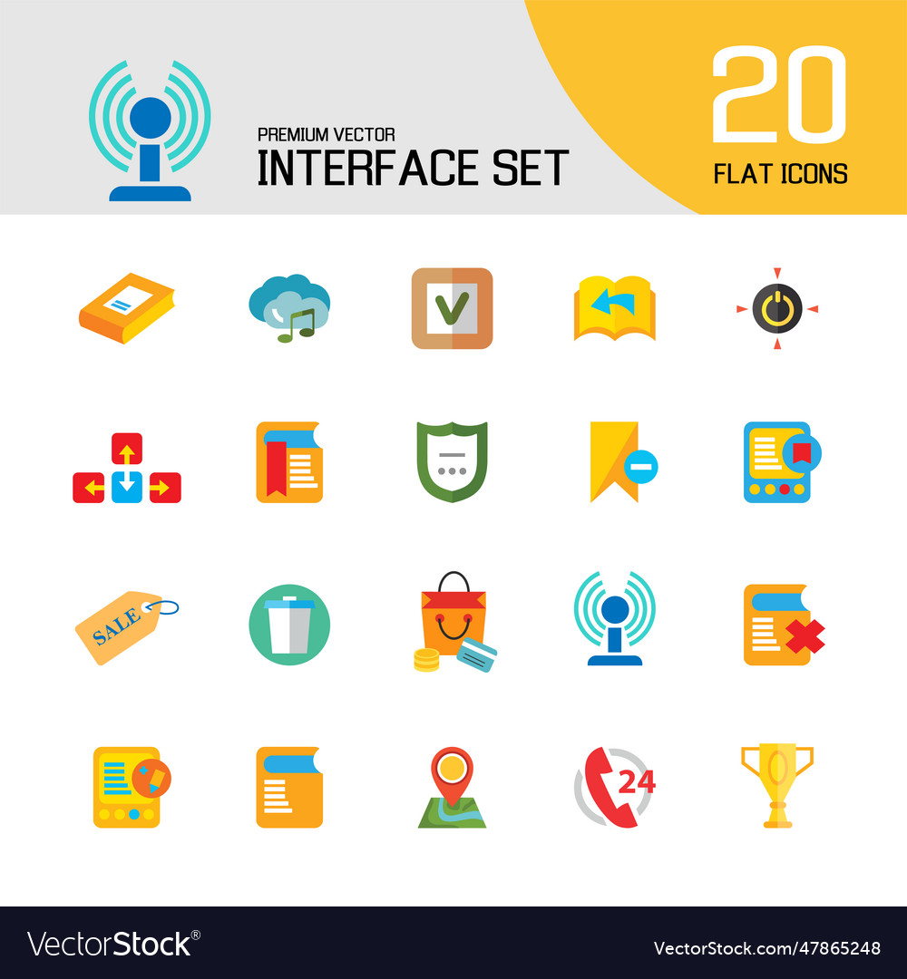 Interface flat icons set Royalty Free Vector Image