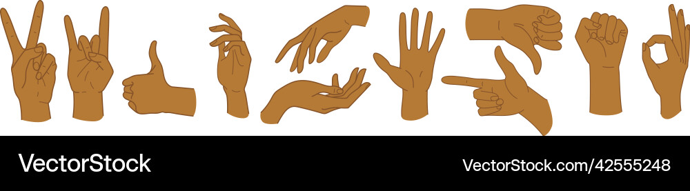 Line set of human arms gestures Royalty Free Vector Image