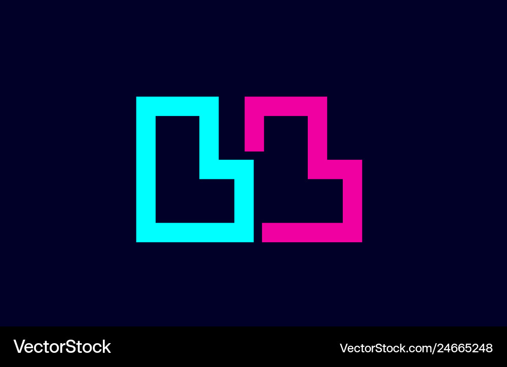 Ll l blue pink colorful alphabet Royalty Free Vector Image