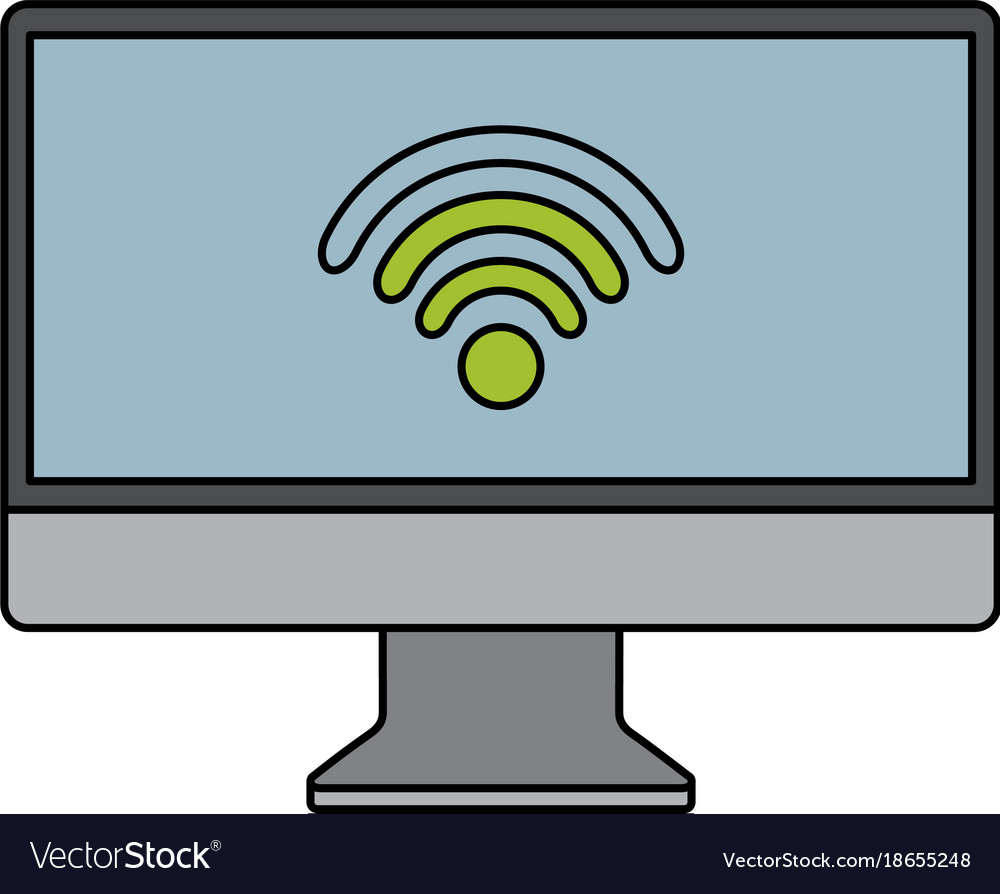 Monitor computer wifi connection screen device Vector Image