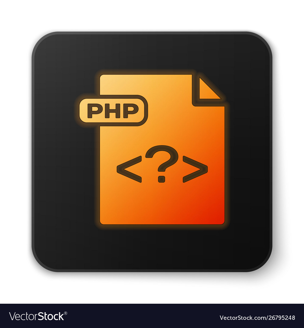 Orange glowing neon php file document download Vector Image