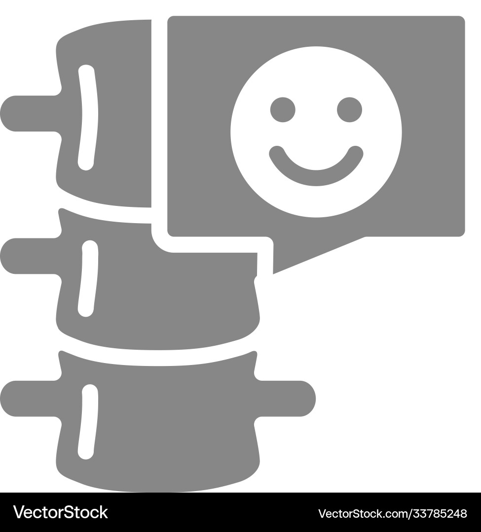Spine with happy face in chat bubble grey icon Vector Image