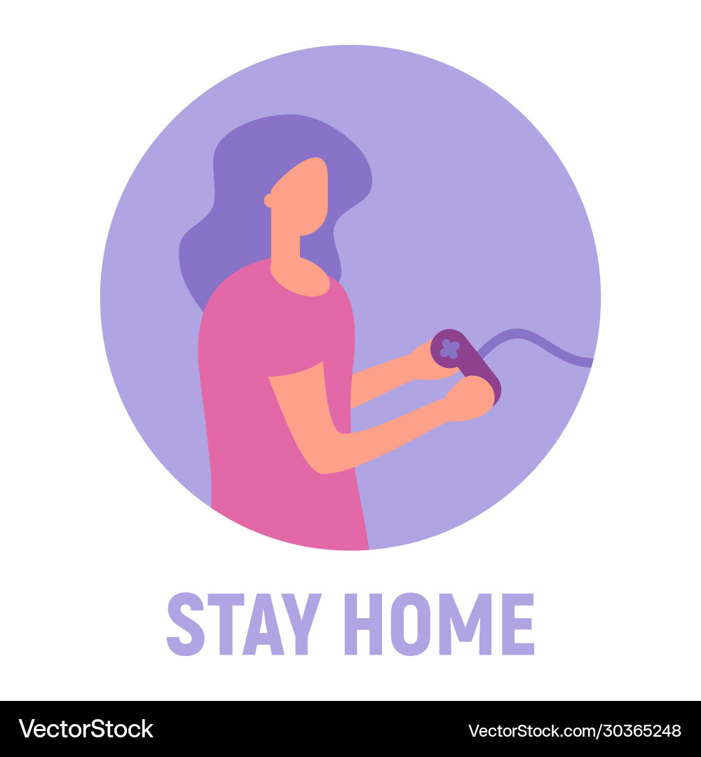 Stay home and play games Royalty Free Vector Image