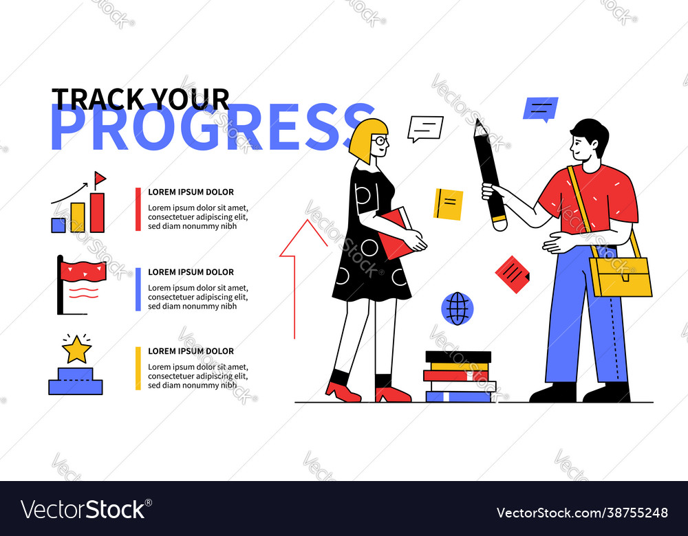 Track your progress - line design style web banner