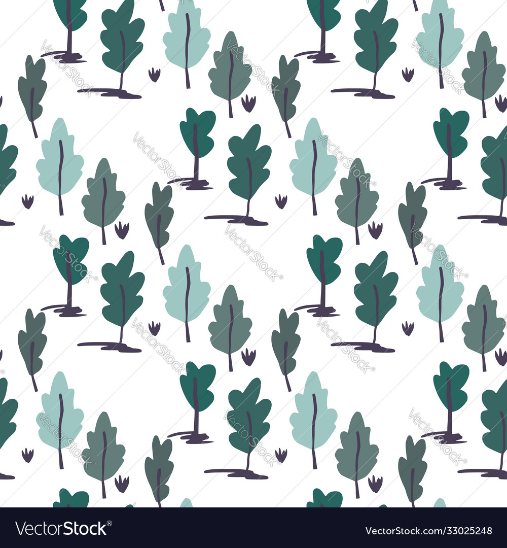 Tree forest seamless isolated pattern abstract Vector Image