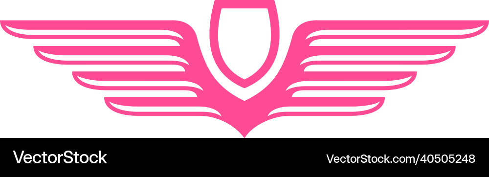 Winged badge with shield retro insignia elegant Vector Image