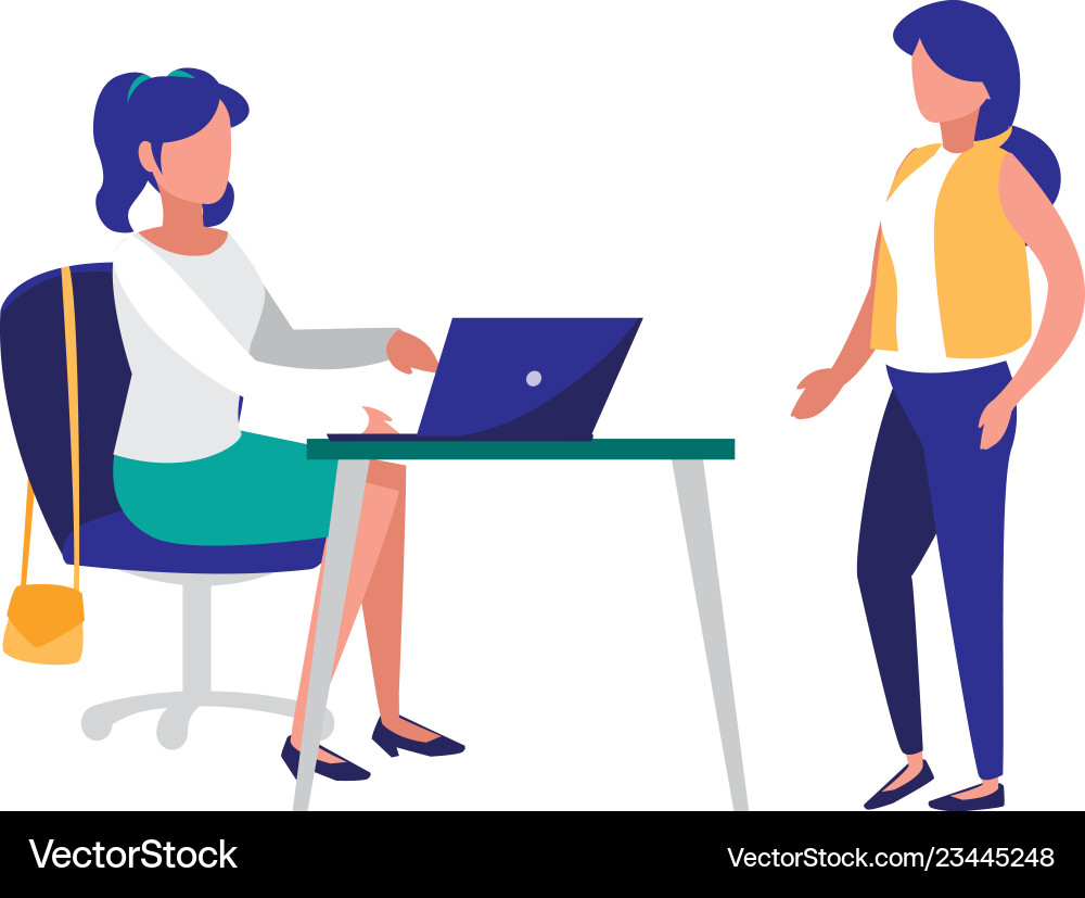 Young women working in the office Royalty Free Vector Image