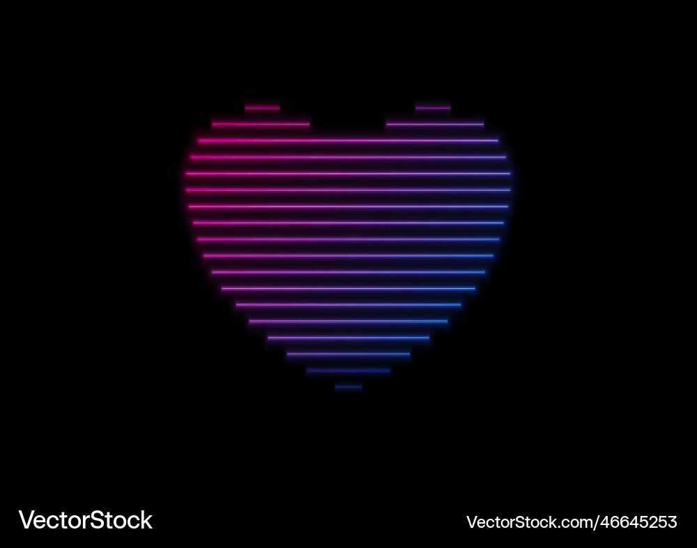 Blue ultraviolet neon glowing laser heart Vector Image