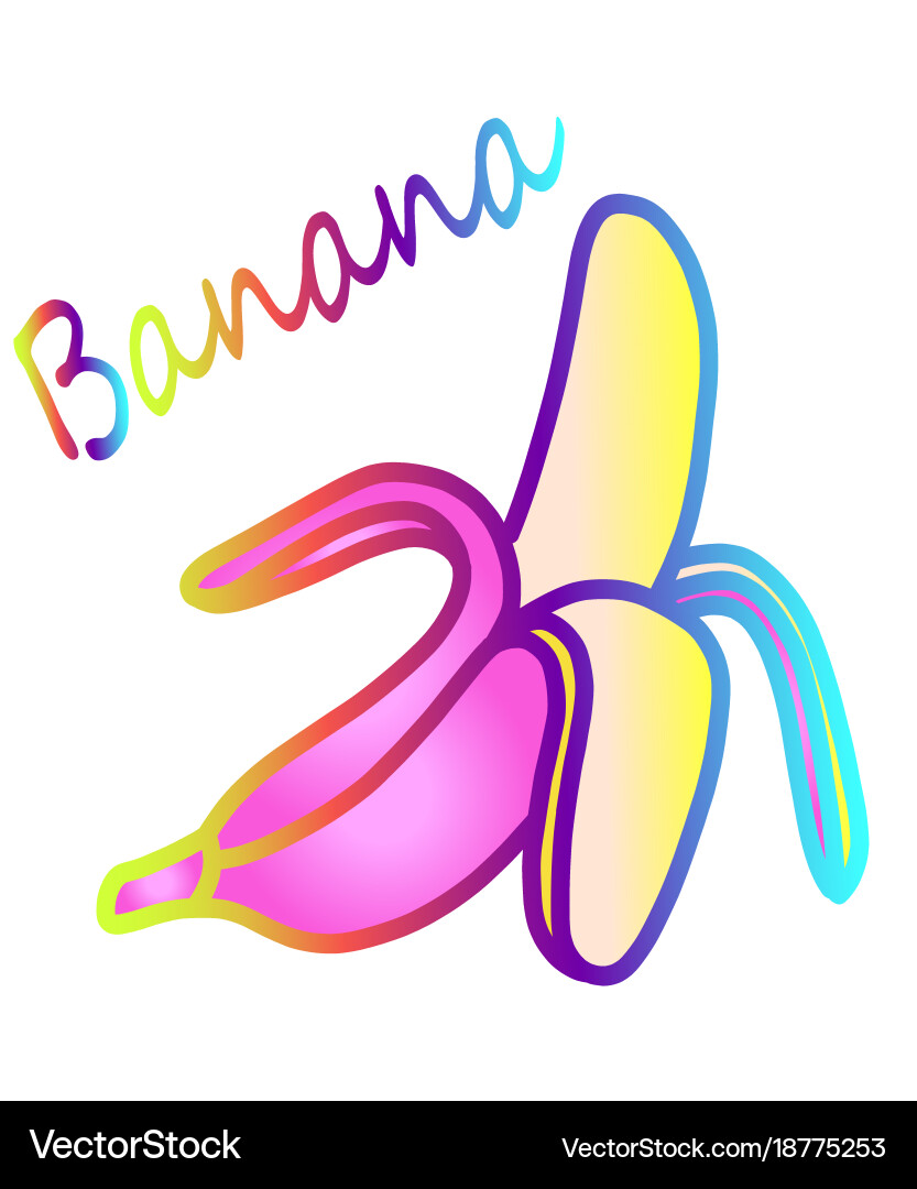 Bright rainbow banana icon Royalty Free Vector Image