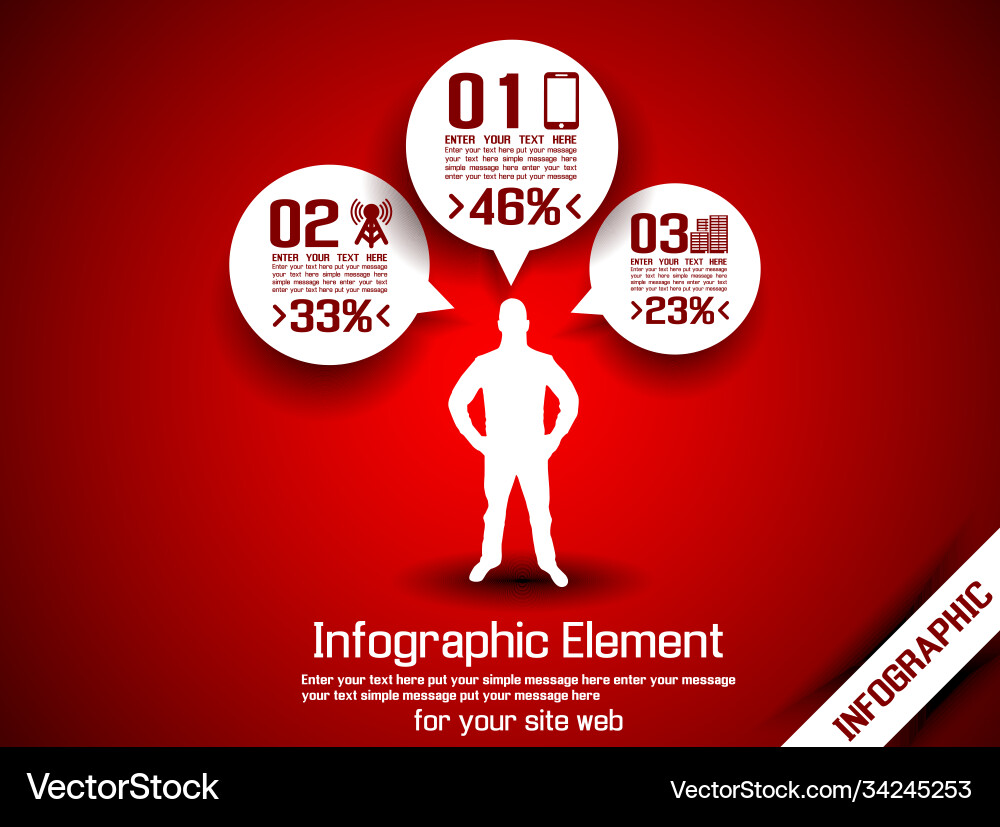Business man infographic option three 6 red Vector Image