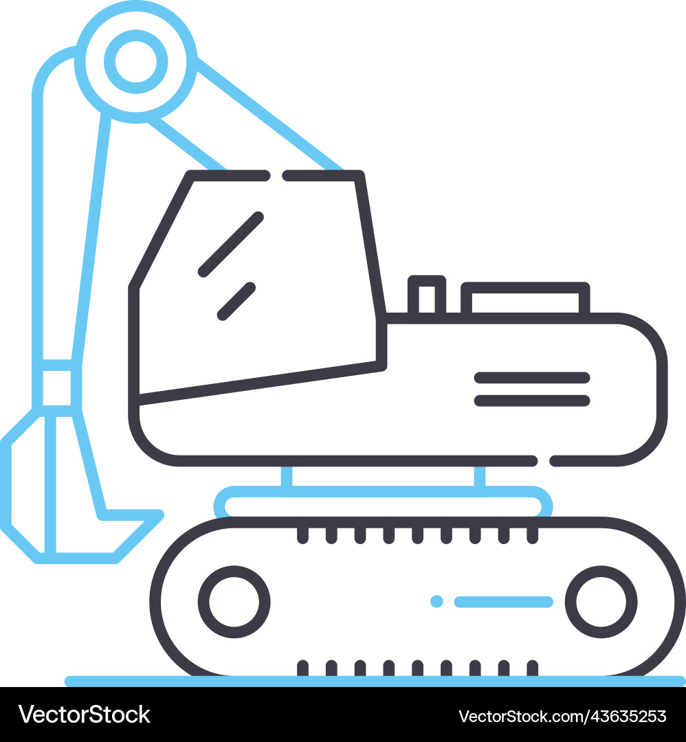 Compact excavator line icon outline symbol Vector Image