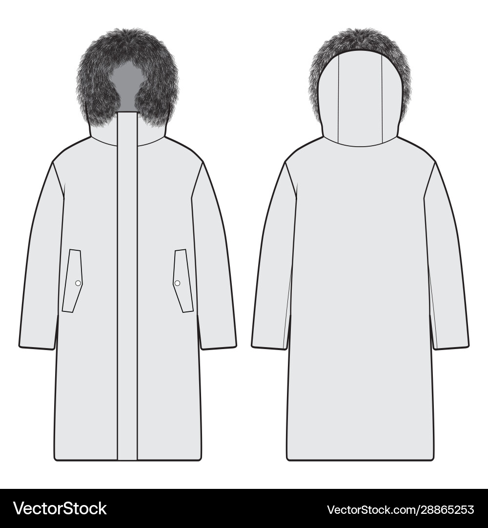 Down parka fashion flats Royalty Free Vector Image