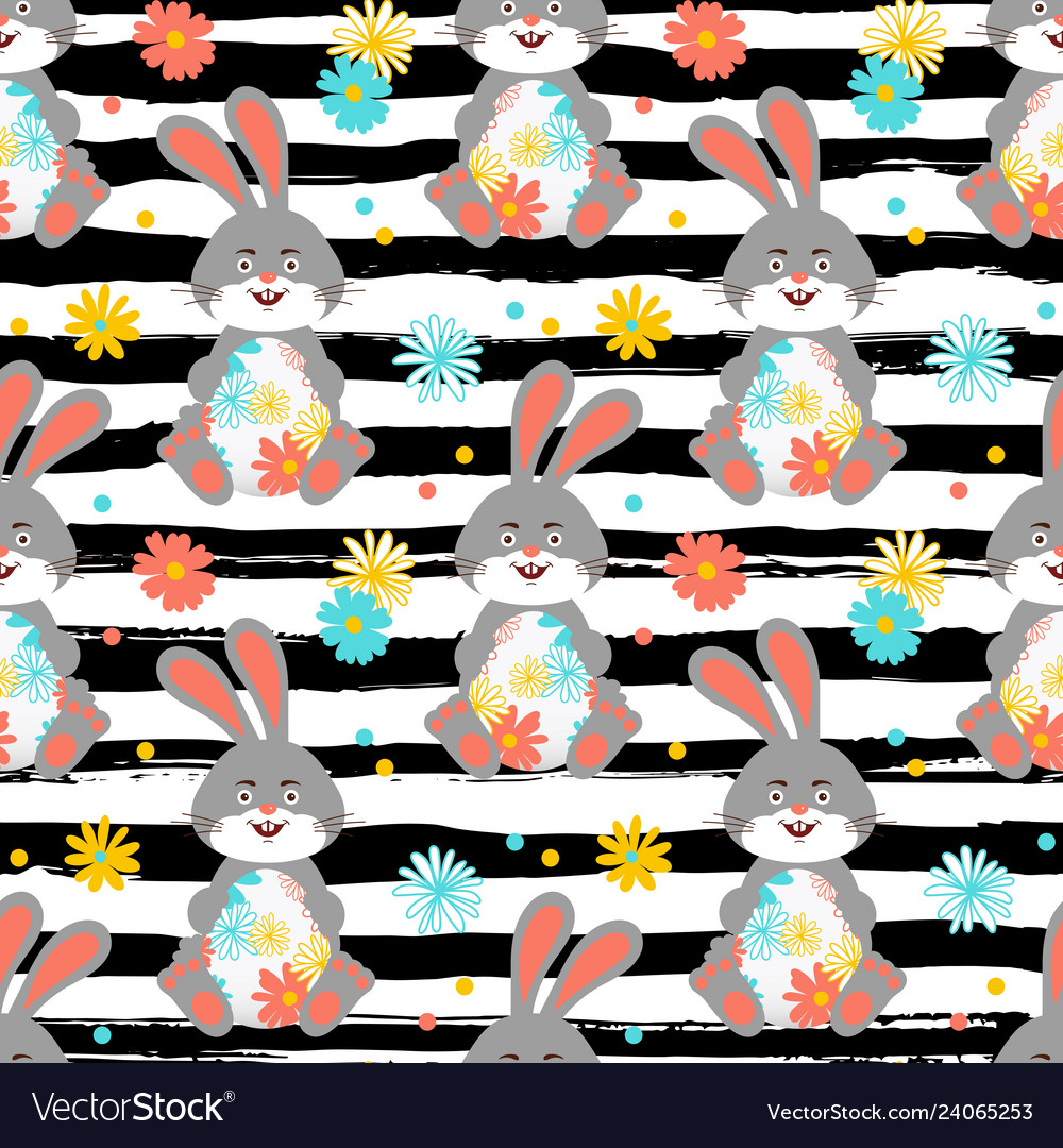 Easter bunny pattern seamless Royalty Free Vector Image