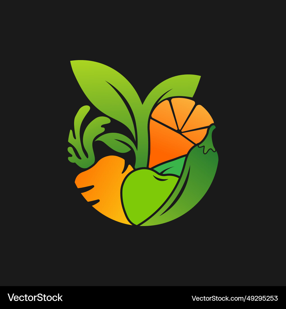 Food and fresh fruit logo icon Royalty Free Vector Image