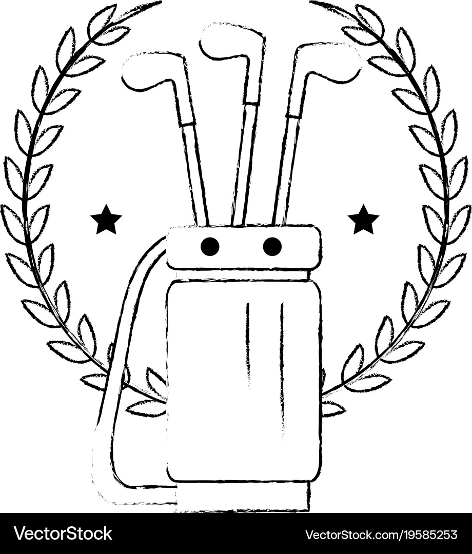Golf bag with clubs emblem Royalty Free Vector Image