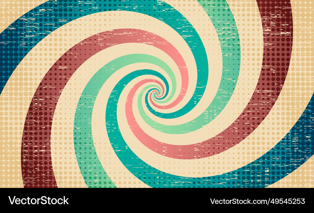 Groovy abstract rainbow swirl background retro Vector Image