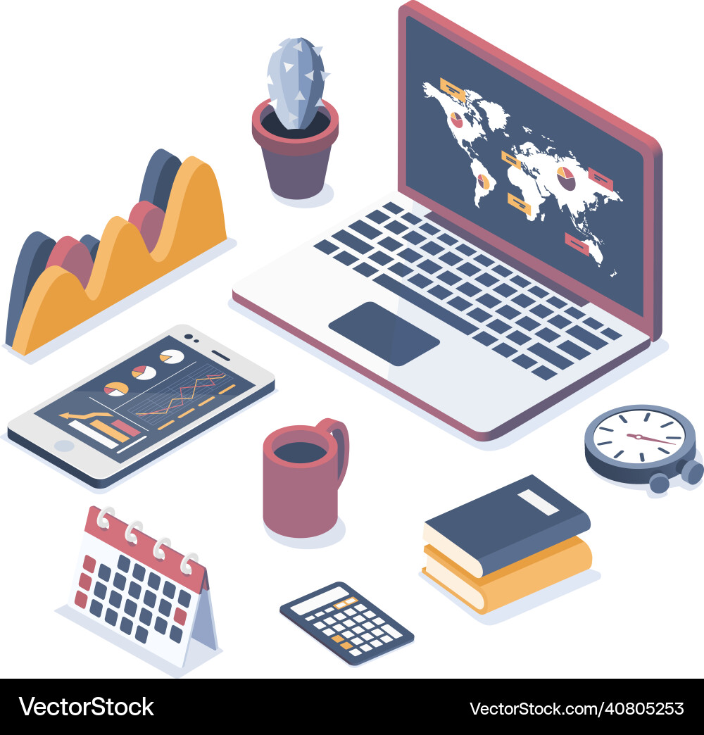 Laptop with elements of infographics Royalty Free Vector
